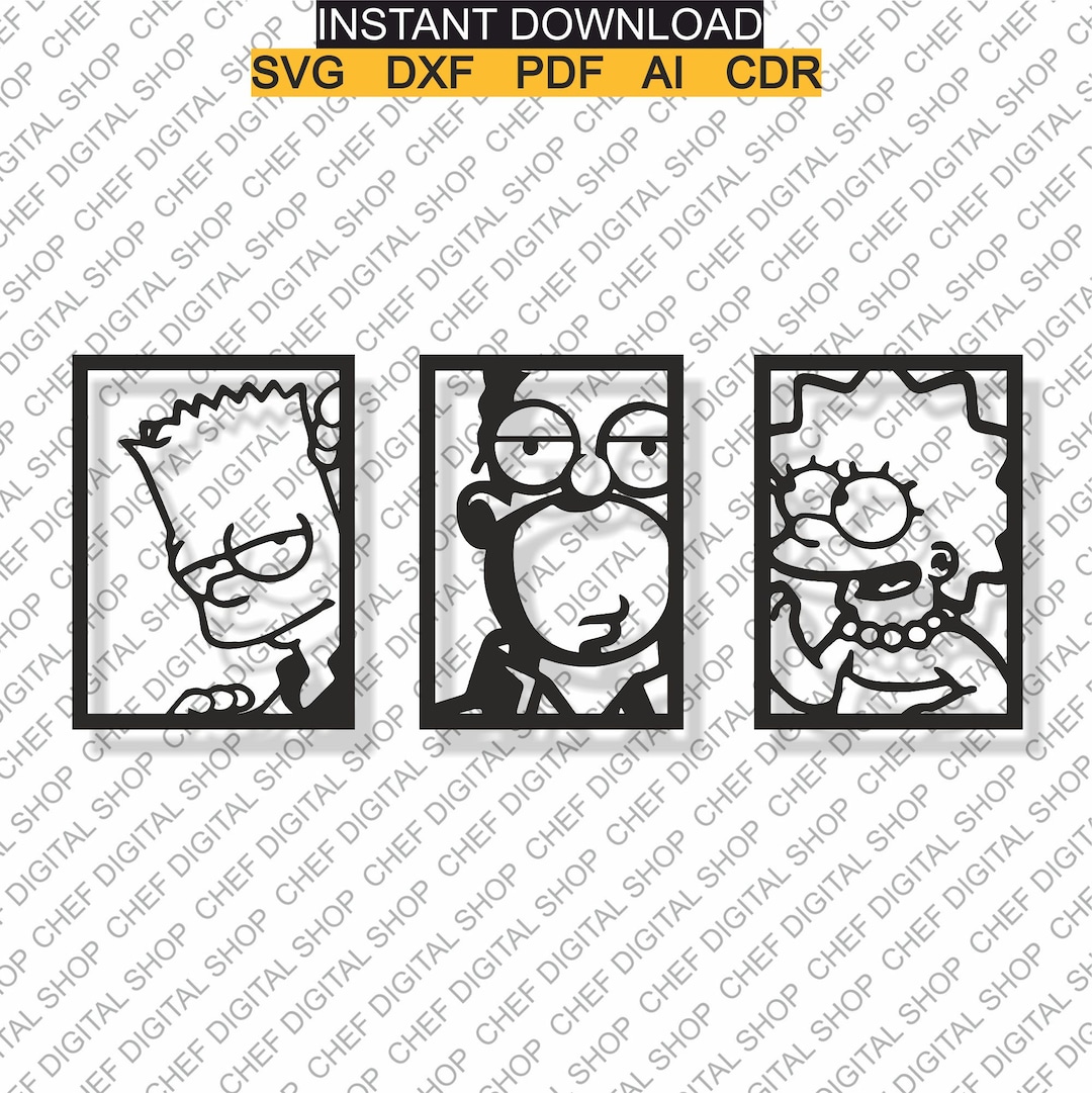 Simpsons Wall Art, Laser Cut File, Wall Decor, Glowforge Files, Digital ...