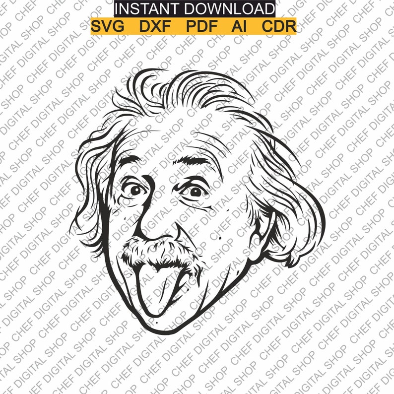 Einstein Wall Art, Laser Cut File, Wall Decor, Glowforge Files, Digital ...