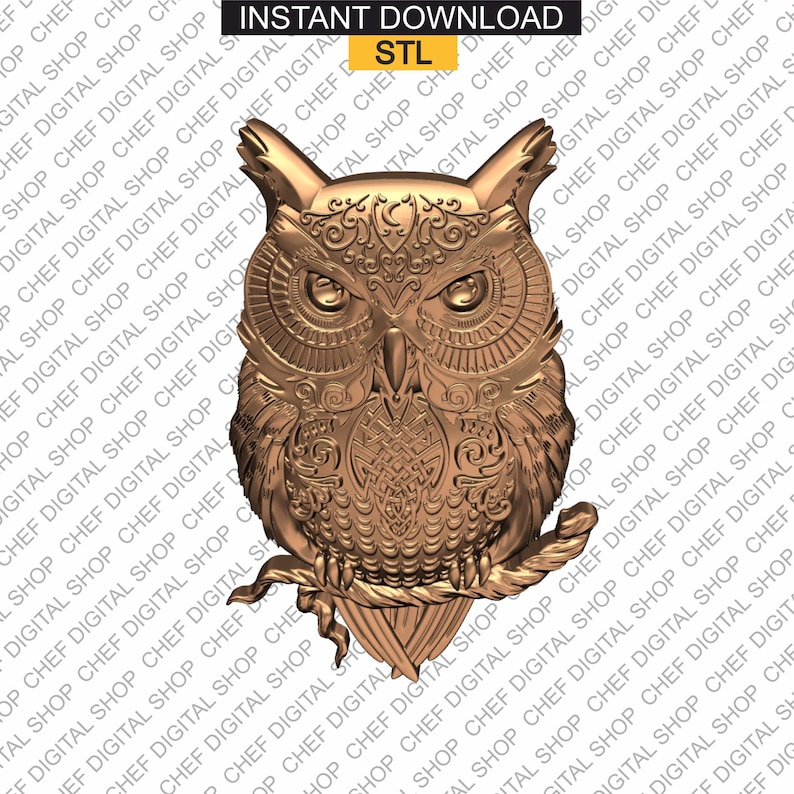 Owl, 3D STL Model for Cnc Users, Wall Decor, Wood, Art, CNC Router ...