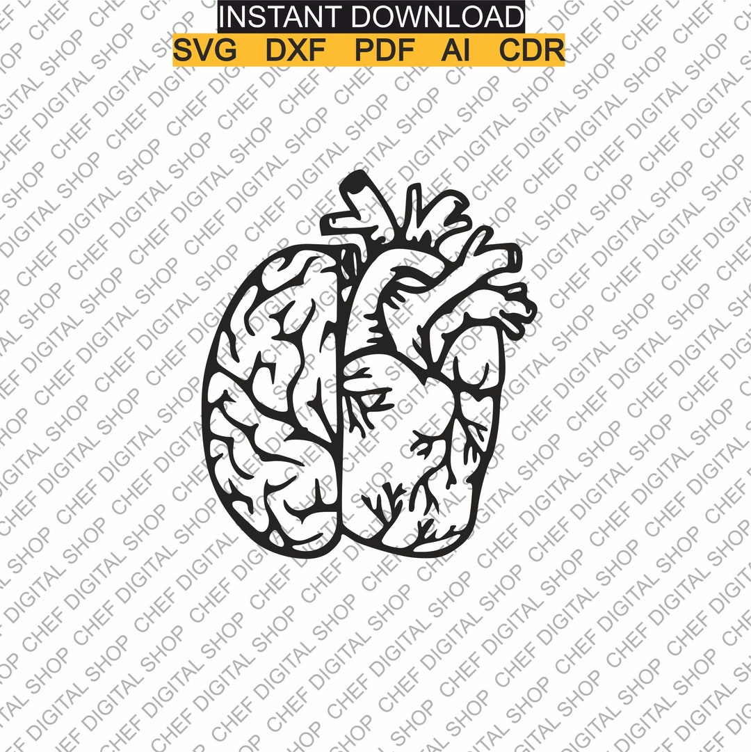 Brain and Heart Wall Art, Laser Cut File, Wall Decor, Glowforge Files ...