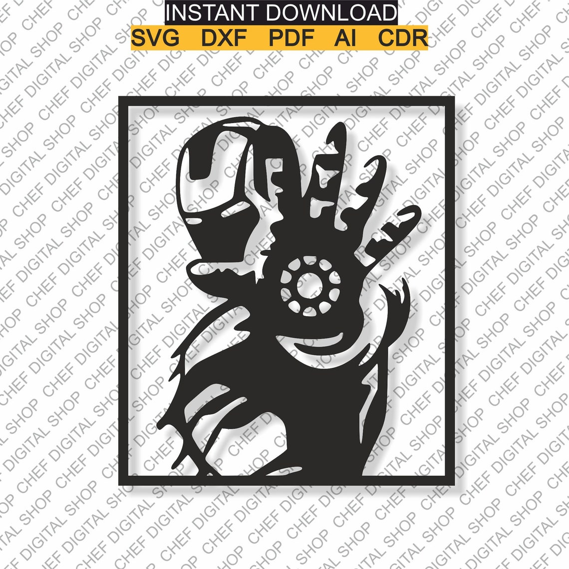 Iron Man Wall Art, Laser Cut File, Wall Decor, Glowforge Files, Digital ...