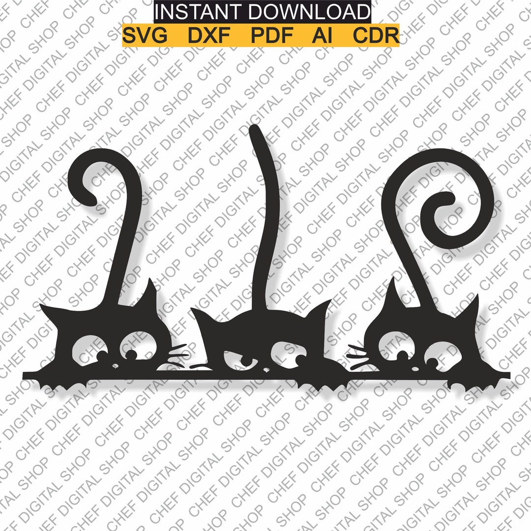 Cat Wall Art, Laser Cut File, Wall Decor, Glowforge Files, Digital ...