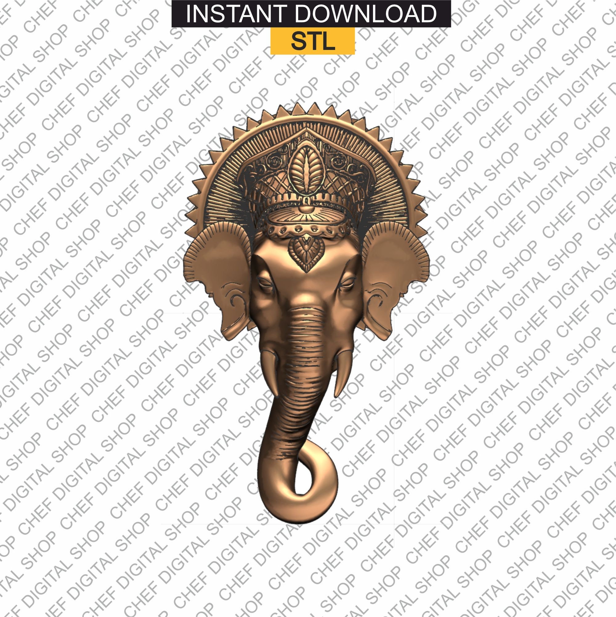 Elephant, 3D STL Model for Cnc Users, Wall Decor, Wood, Art, CNC Router ...