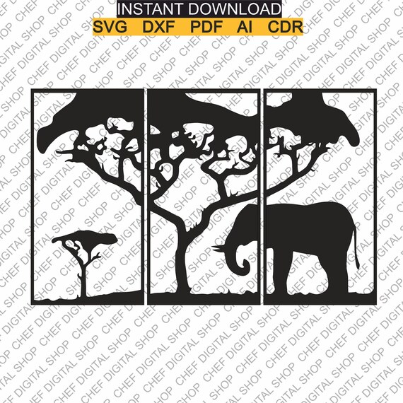 Elephant and Tree Wall Art Laser Cut File Wall Decor - Etsy