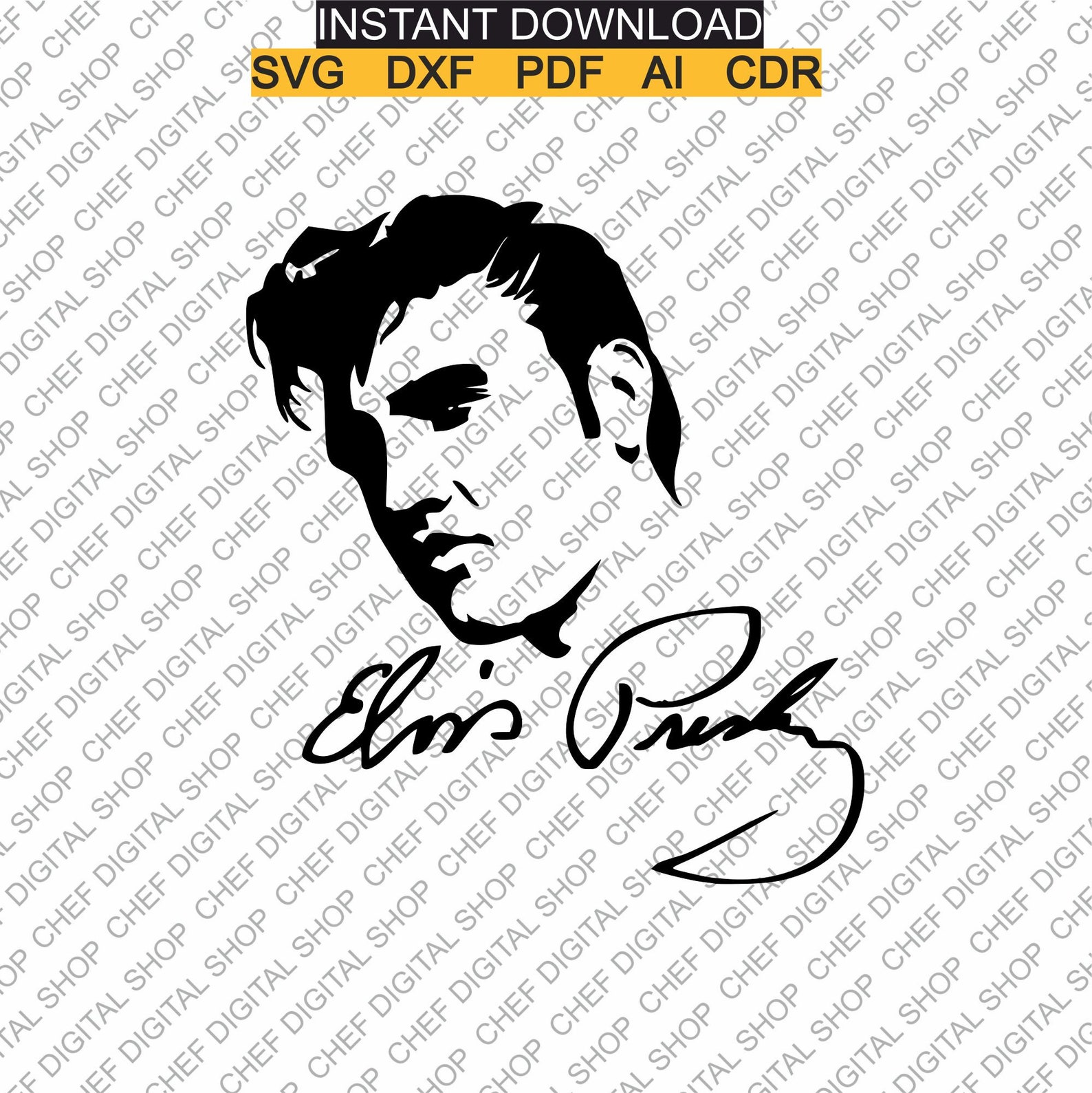 Elvis Presley Wall Art, Laser Cut File, Wall Decor, Glowforge Files ...