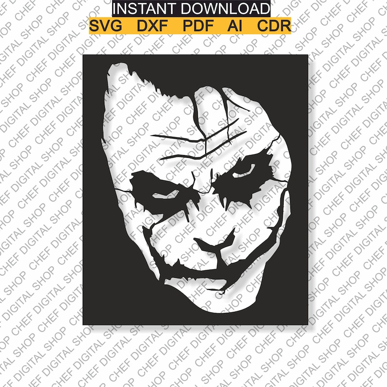 Joker Wall Art, Laser Cut File, Wall Decor, Glowforge Files, Digital ...