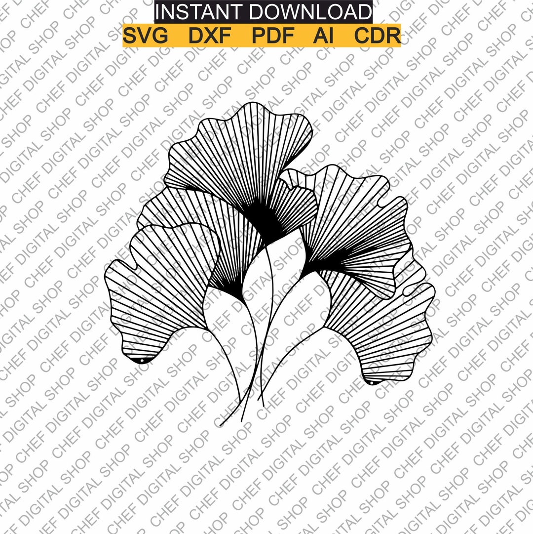 Ginkgo Wall Art, Laser Cut File, Wall Decor, Glowforge Files, Digital ...