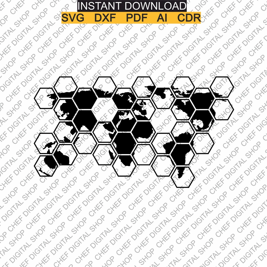 Hexagon Maps Wall Art, Laser Cut File, Wall Decor, Glowforge Files ...