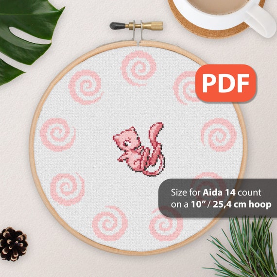 Mew Pokemon Pixel Art Cross Stitch Pattern PDF Instant - Etsy