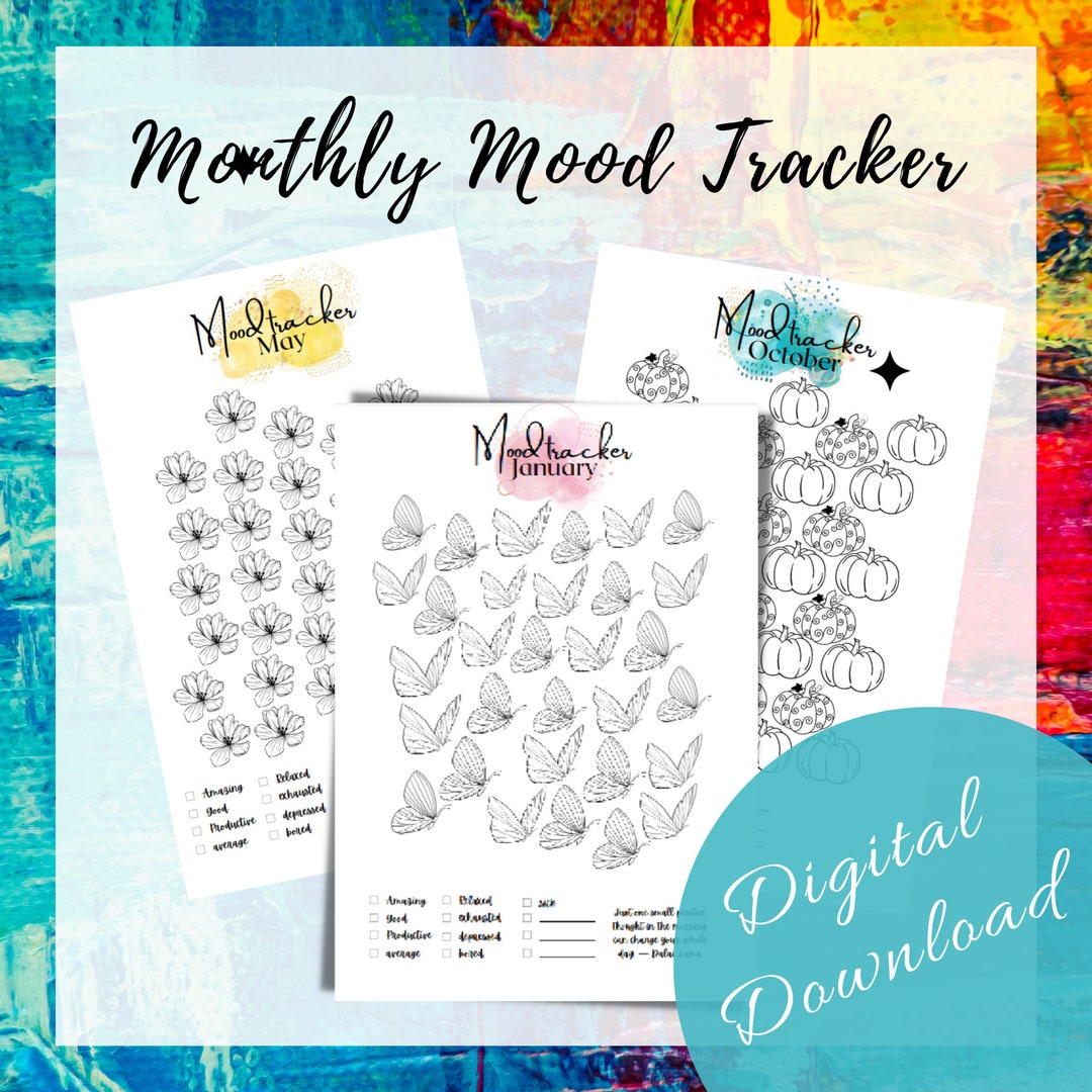 Printable Monthly Mood Tracker Coloring Pages PDF Download - Etsy