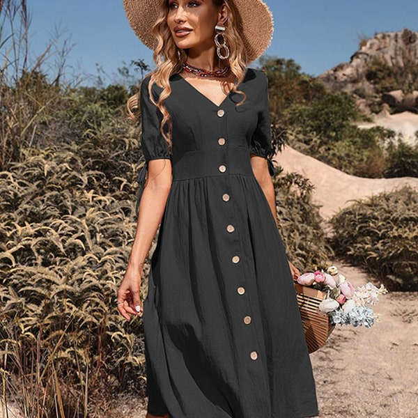 Button Front Dress - Etsy