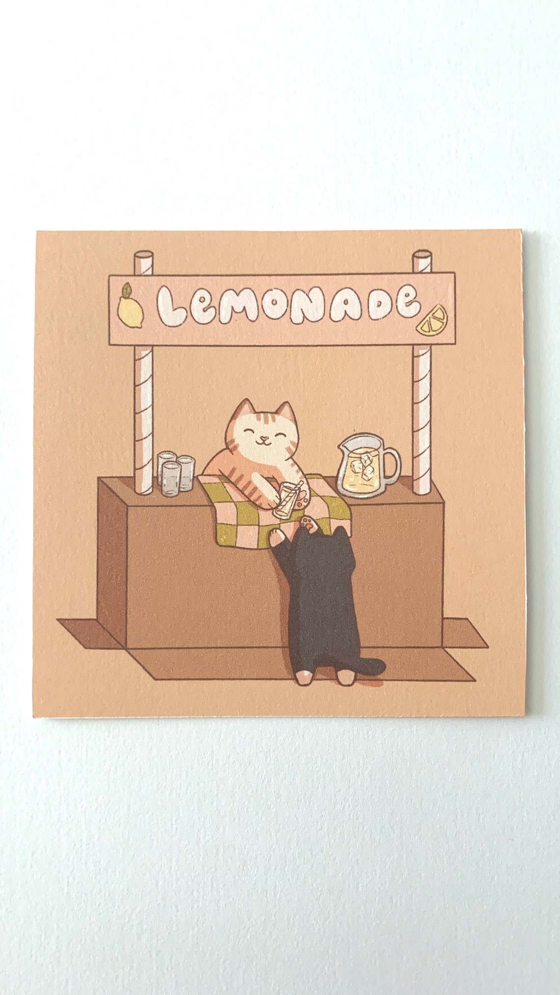 Lemonade Stand Art Print Cute Cat Illustration Original - Etsy