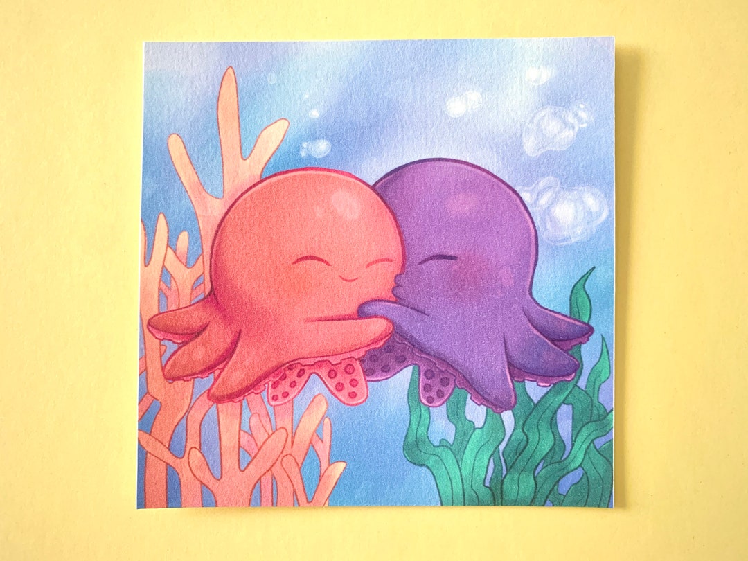Octopus Hug Art Print | Cute Octopus Illustration, Original Artwork ...