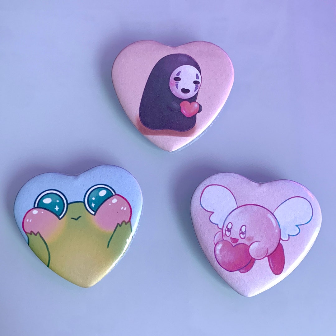Heart Pin Button Badge Anime Pin Badge, Cute Heart Shaped Pin Badge - Etsy