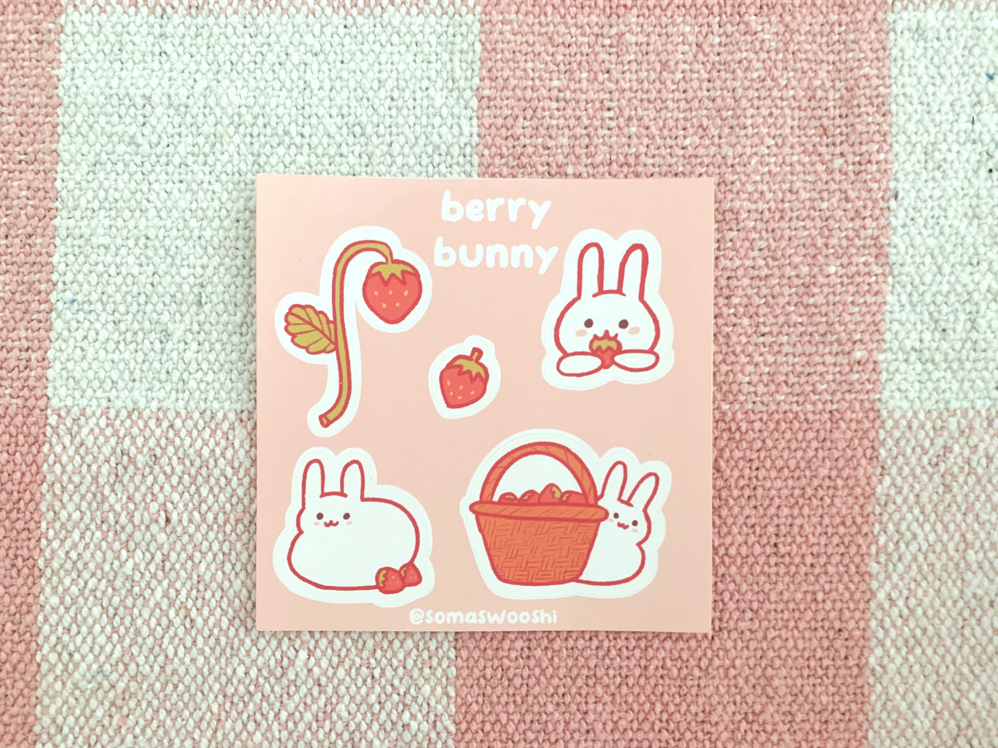 Strawberries and Bunnies Sticker Sheet Berry Bunny Stickers, Strawberry ...