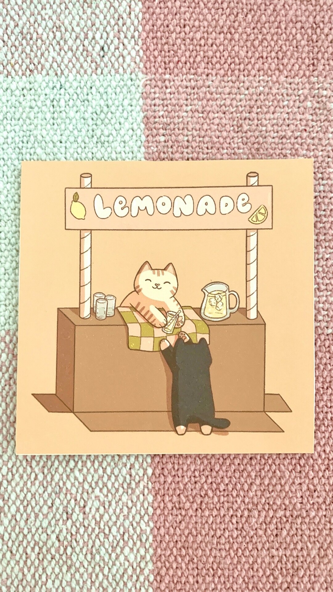 Lemonade Stand Art Print Cute Cat Illustration, Original Artwork, Mini ...