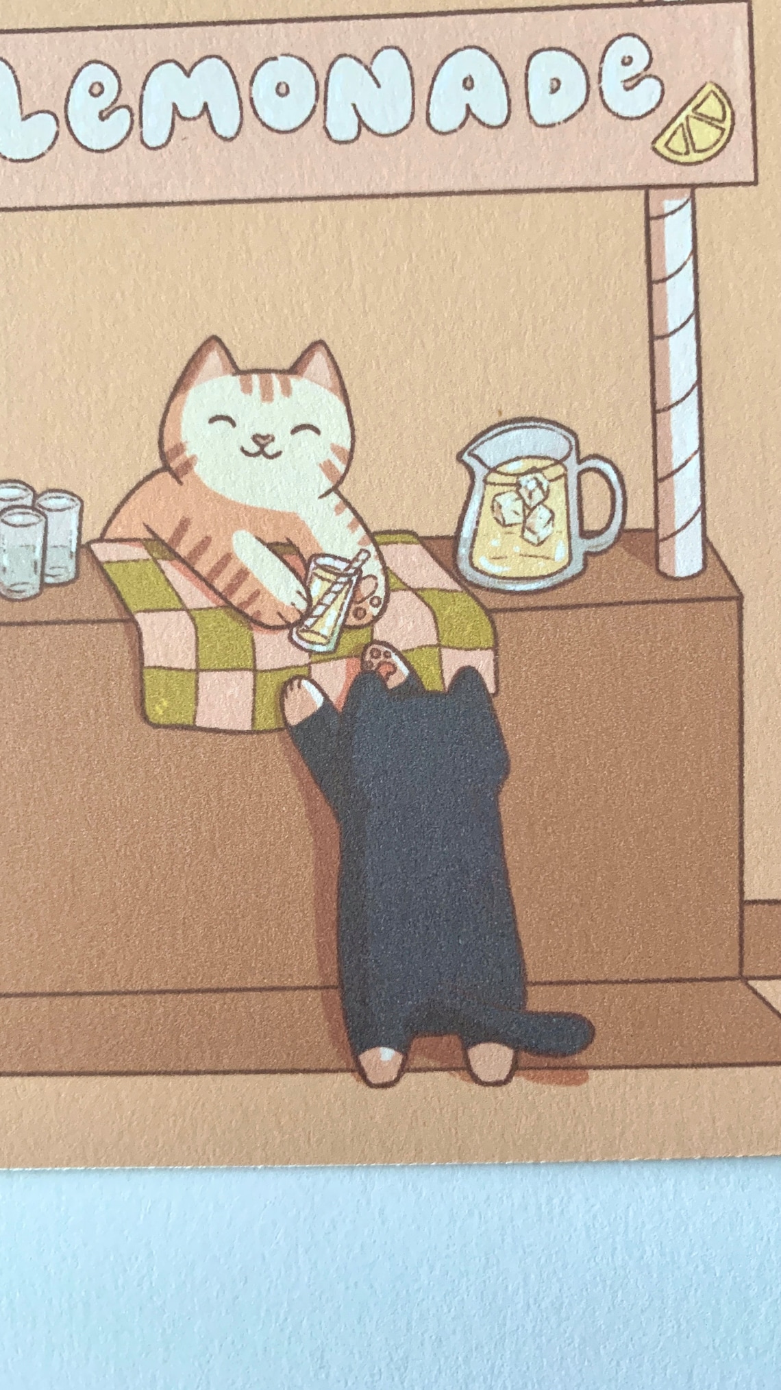 Lemonade Stand Art Print Cute Cat Illustration Original - Etsy