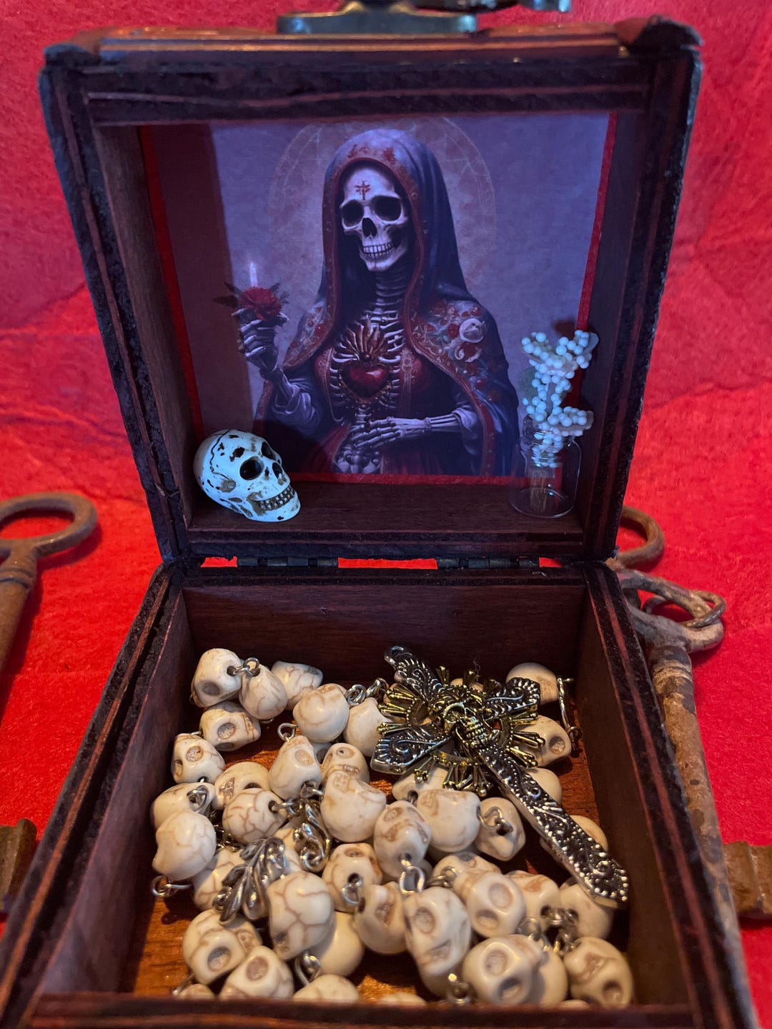 The Holy Death - X 2 Items ROSARY + Oratory Box Altar Niche Wicca ...