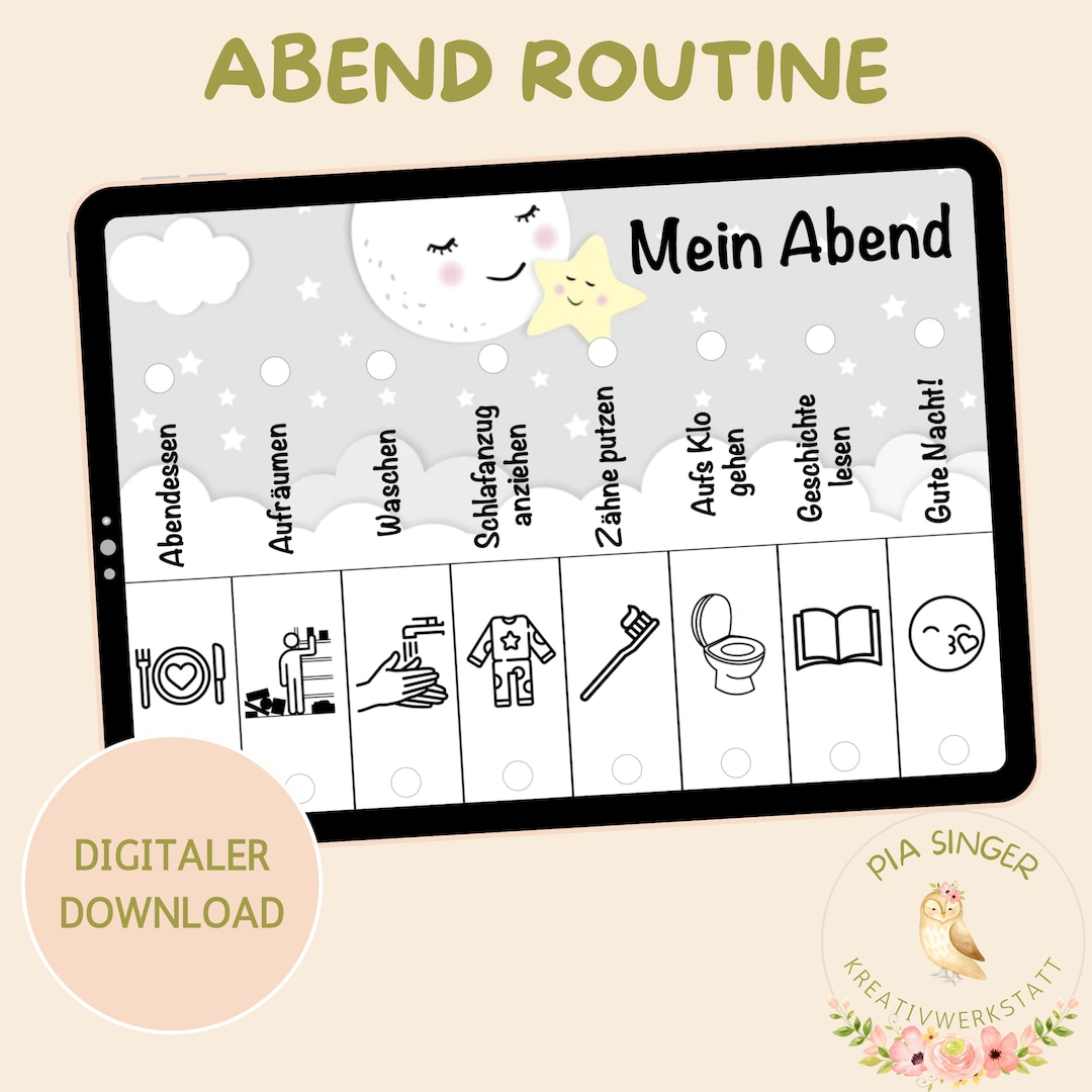 Abendroutine Plan, Zubettgeh Routine, Checkliste Abend, Montessori ...