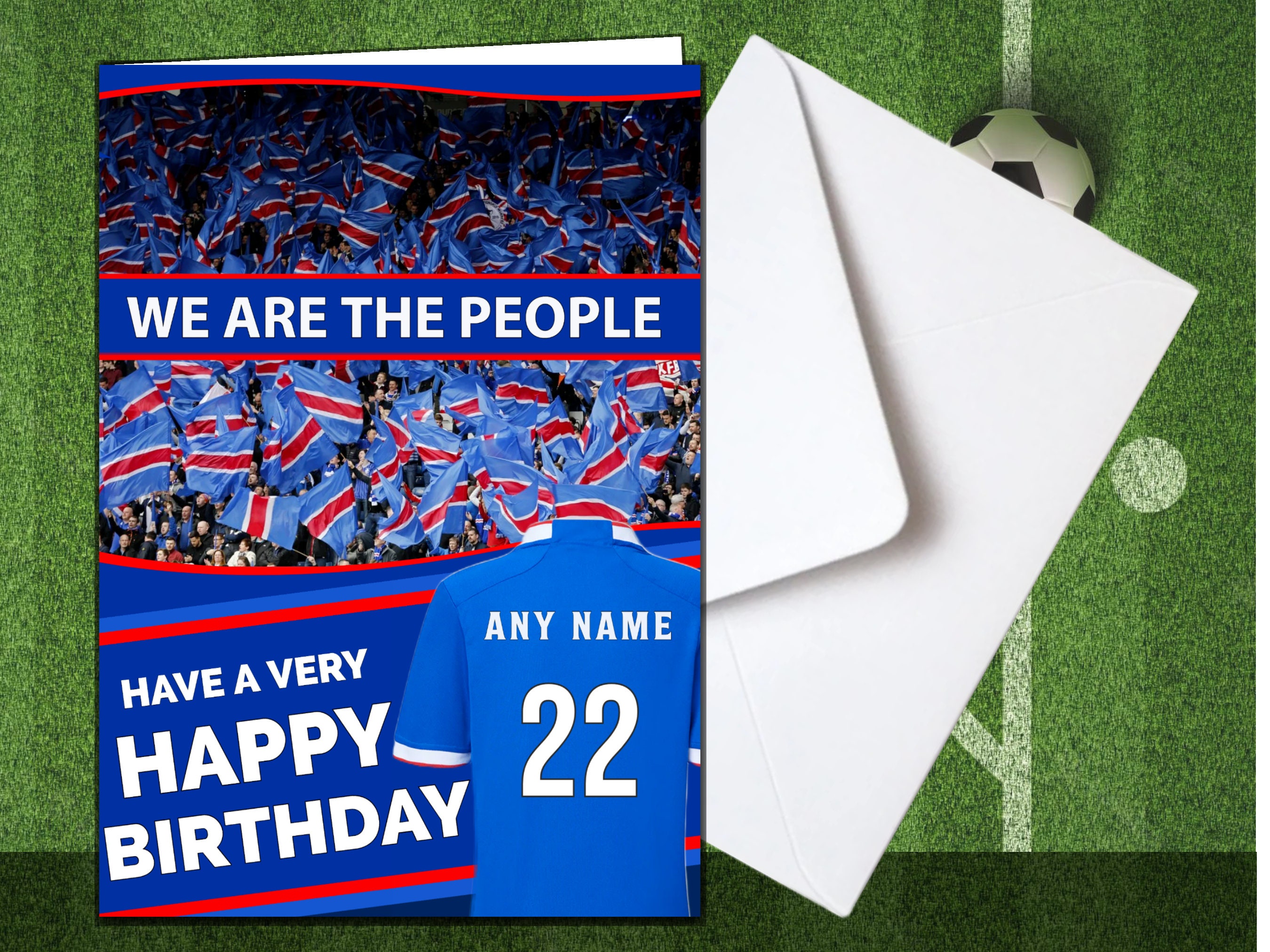 Personalised Rangers 2022/2023 Birthday Card, ADD Name and Number ...