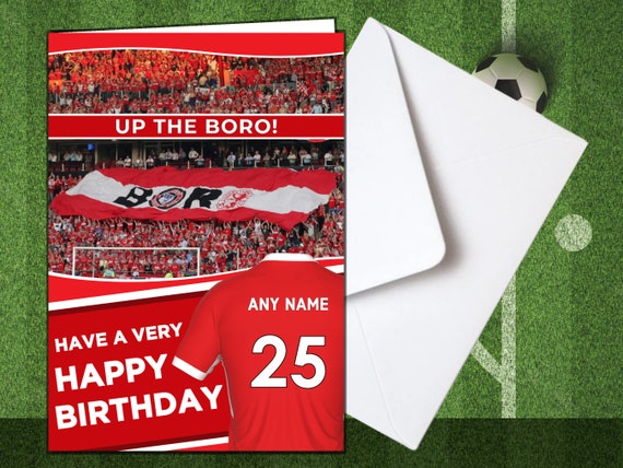 Personalised Middlesbrough Birthday Card ADD A Name and - Etsy