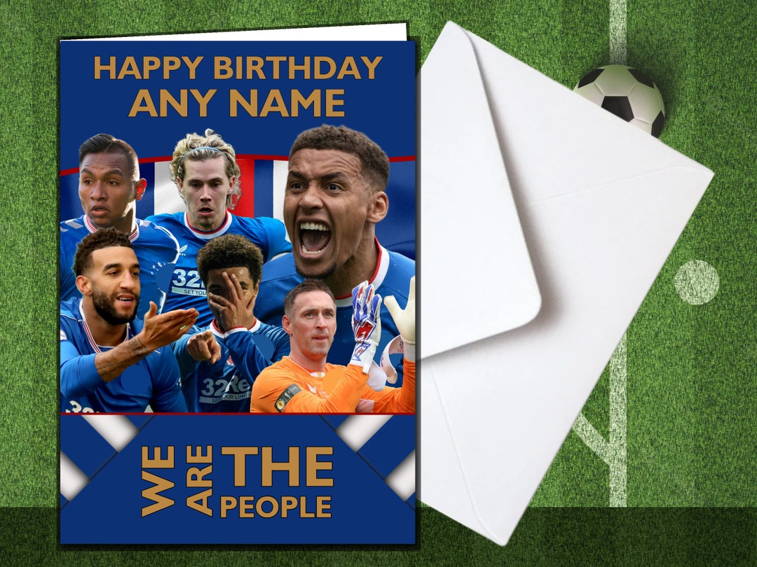 Personalised Rangers Birthday Card, ADD A Name, Glasgow Rangers FC ...