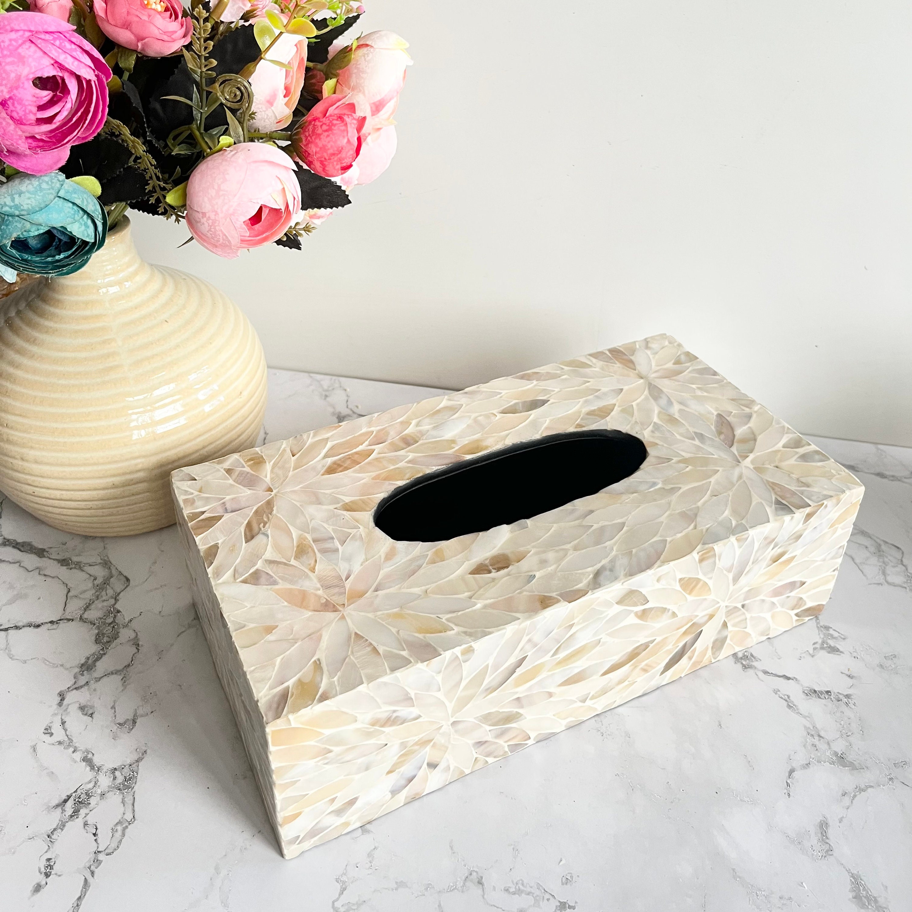 Mother Pearl Inlay Tissue Box Vintage Style Rectangle Tissue - Etsy