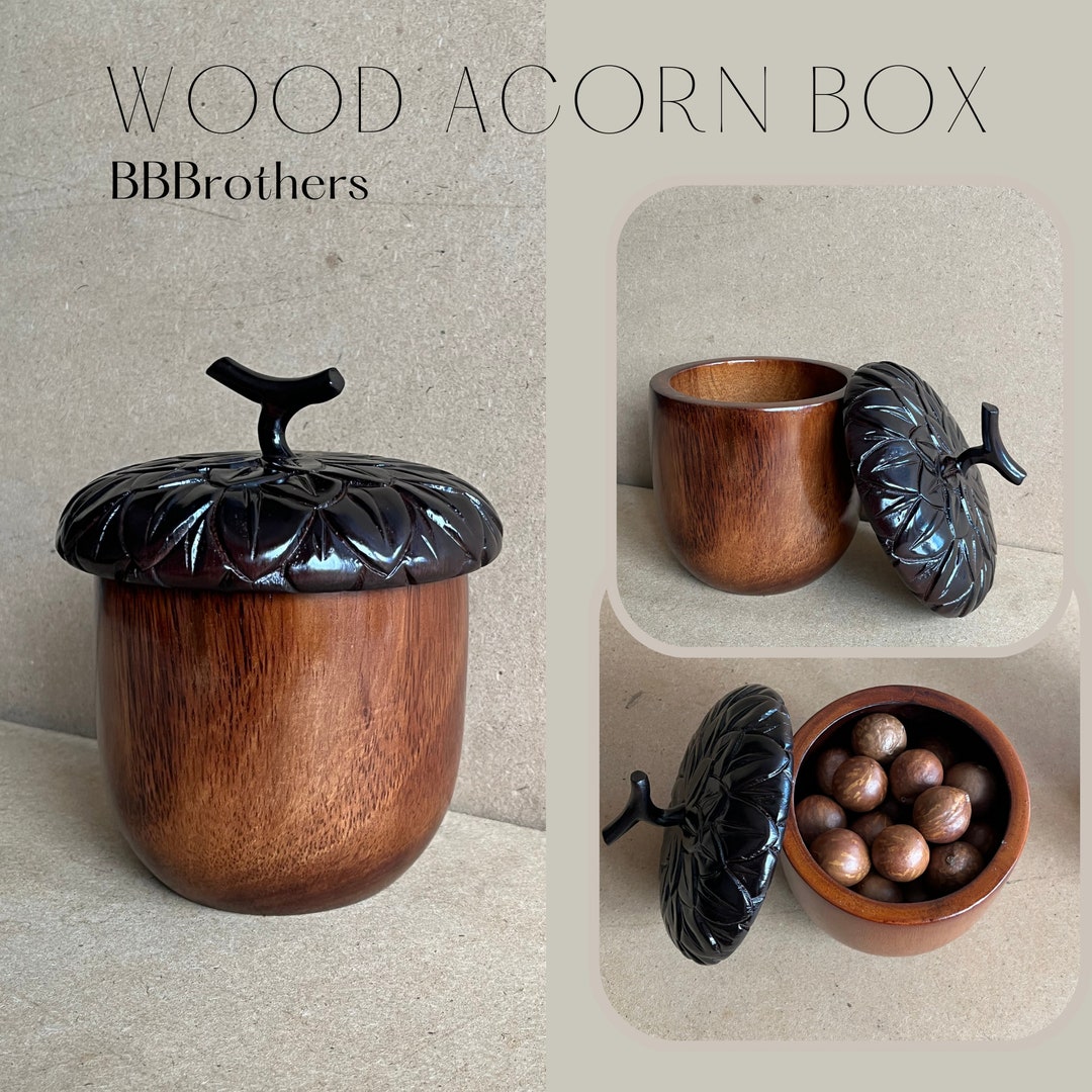 Handmade Wooden Acorn Box Rustic Kitchen Storage Unique Home - Etsy