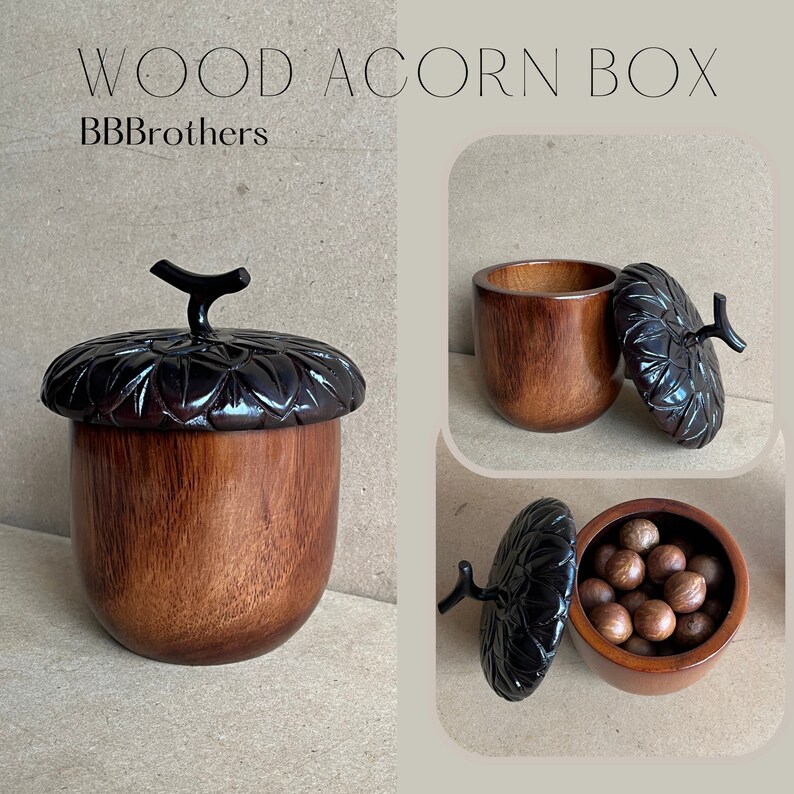 Handmade Wooden Acorn Box Rustic Kitchen Storage Unique Home - Etsy