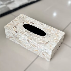 Mother Pearl Inlay Tissue Box Vintage Style, Rectangle Tissue Box ...
