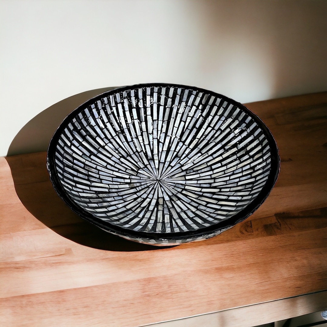 Handmade Mother Pearl Inlay Bowl, Decorative Table Display Centerpiece ...