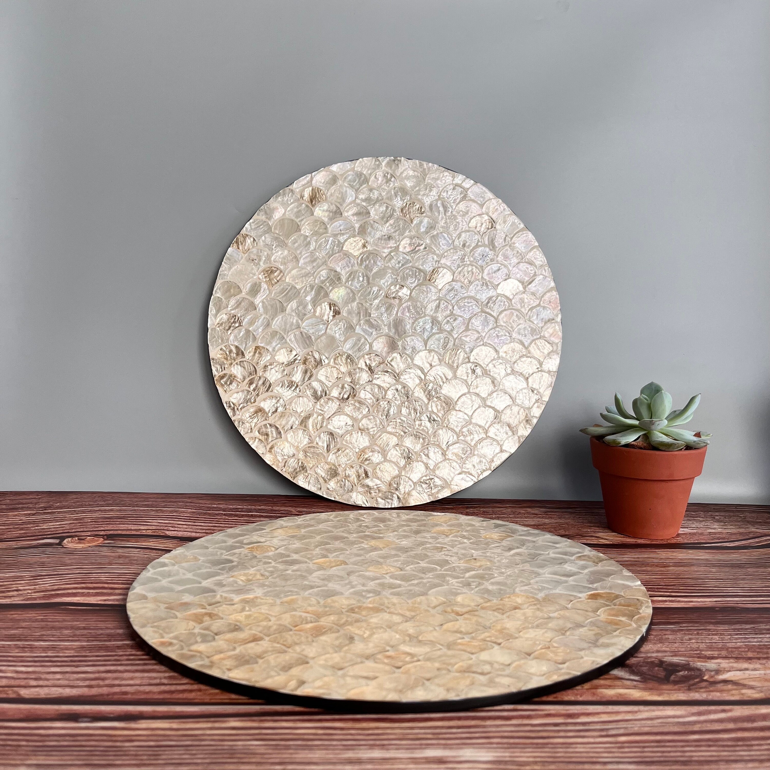 Set 2 Pack Mother of Pearl Inlay Placemat Nacre Wood Charger - Etsy ...