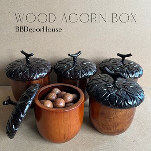 Handmade Wooden Acorn Box, Rustic Kitchen Storage, Unique Home Decor ...