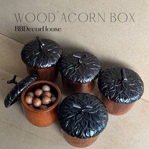 Handmade Wooden Acorn Box, Rustic Kitchen Storage, Unique Home Decor ...