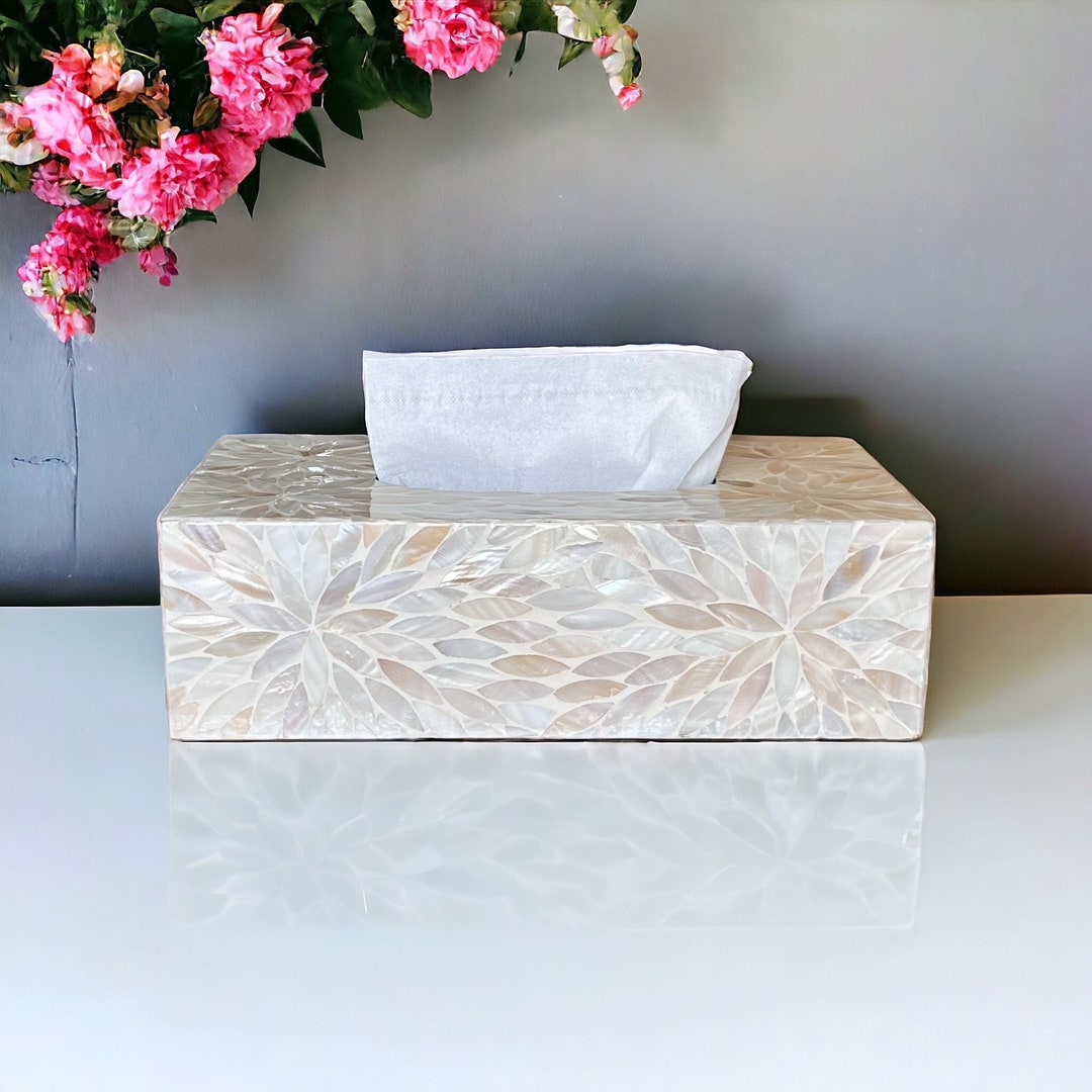 Mother Pearl Inlay Tissue Box Vintage Style, Rectangle Tissue Box ...