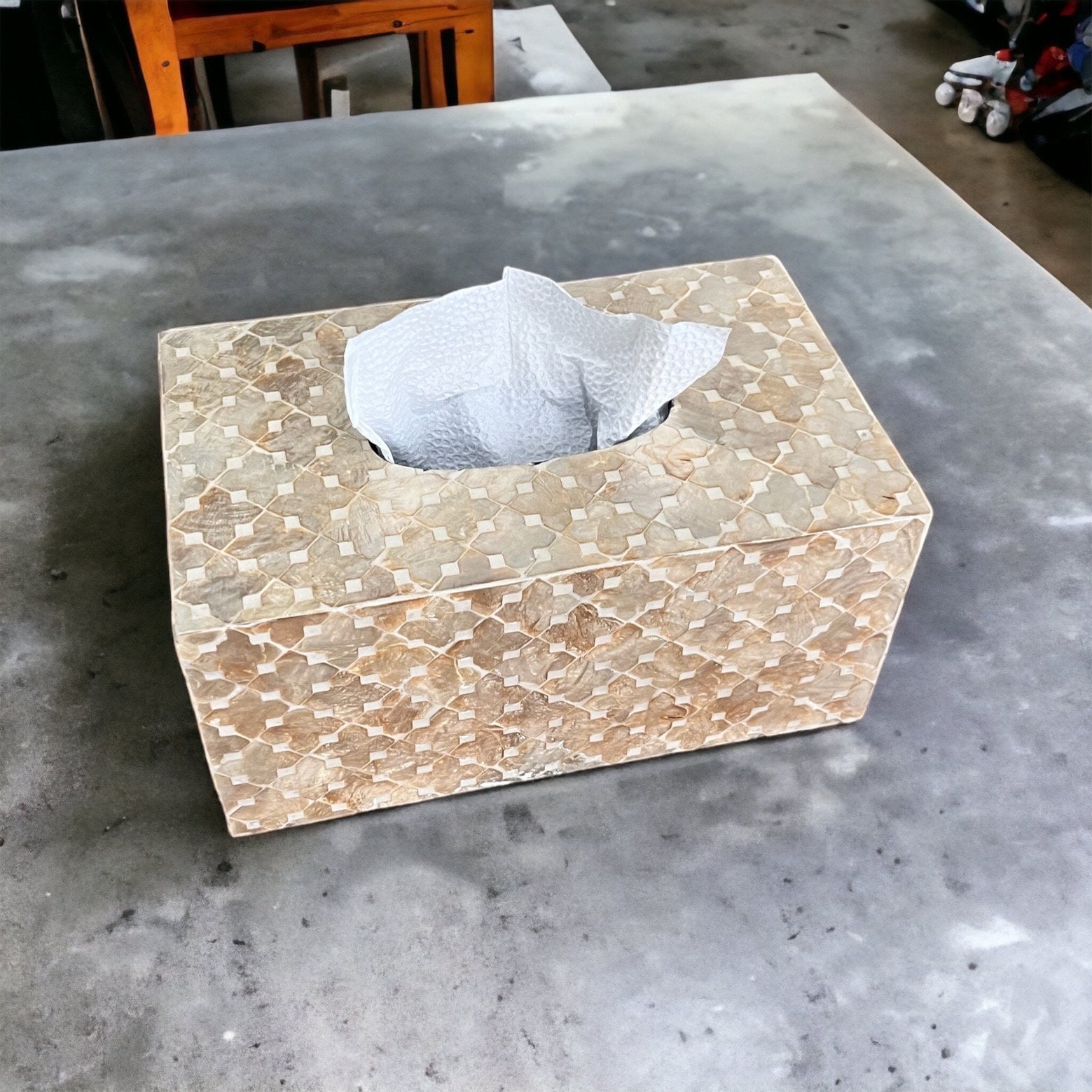 Capiz Shell Tissue Box Cover: Beige Nacre Inlay, Rectangle or Square - Etsy