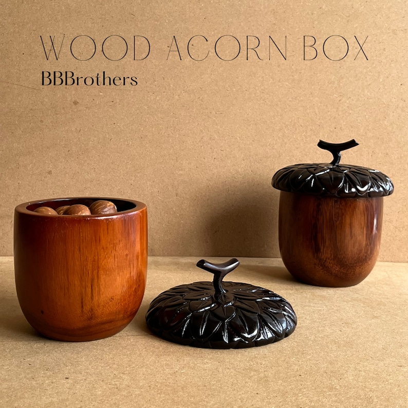Handmade Wooden Acorn Box Rustic Kitchen Storage Unique Home - Etsy