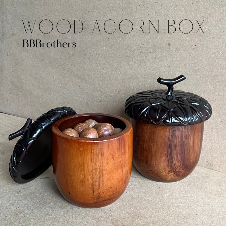 Handmade Wooden Acorn Box Rustic Kitchen Storage Unique Home - Etsy