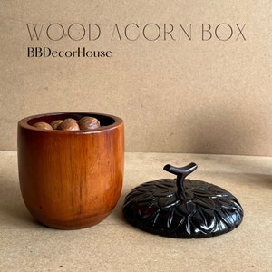 Handmade Wooden Acorn Box, Rustic Kitchen Storage, Unique Home Decor ...