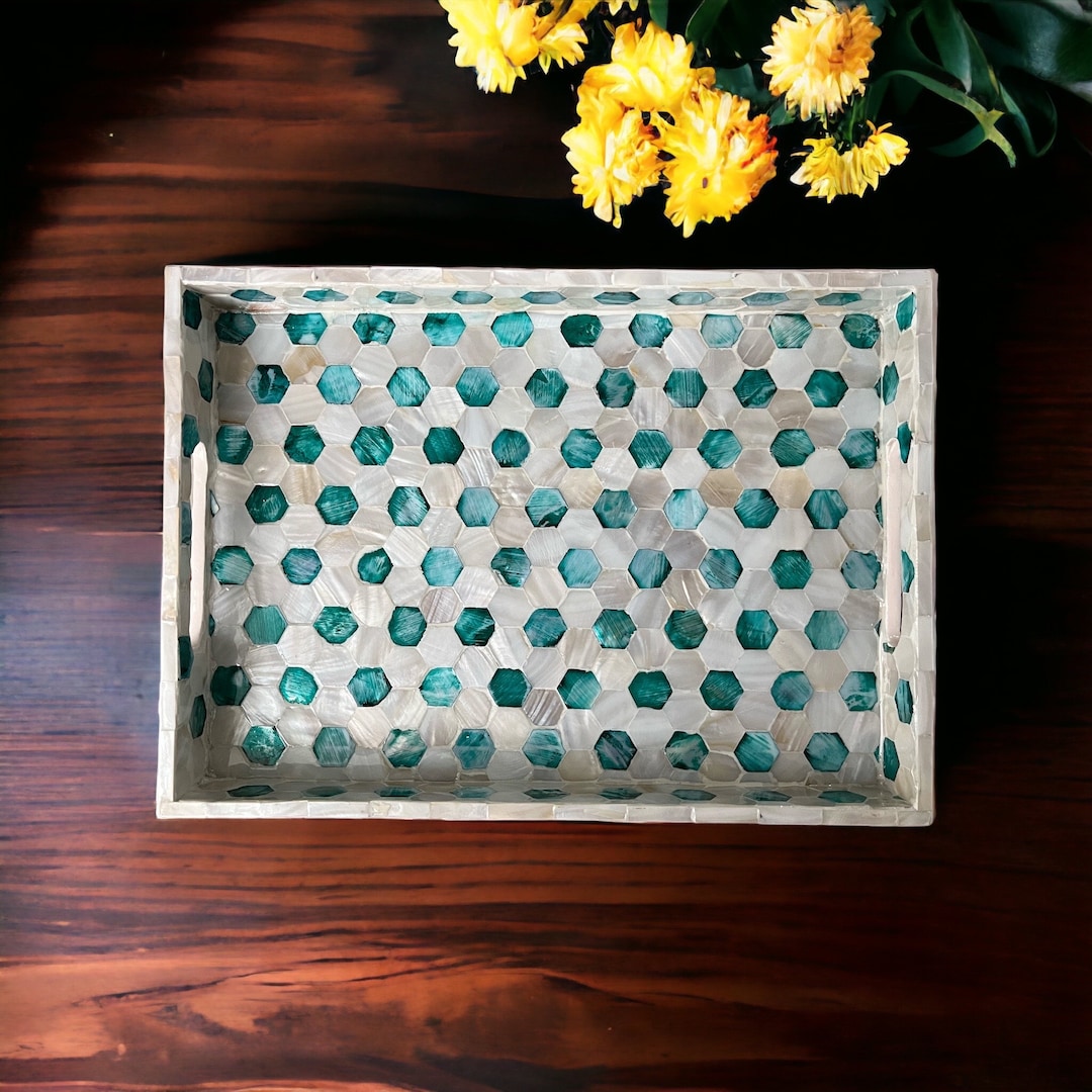 Breakfast Tray, Mother Pearl Serving Tray, Coffee Table Tray ...
