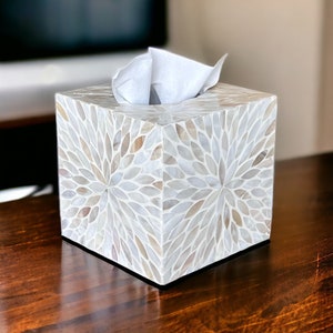 Mother Pearl Inlay Tissue Box Vintage Style, Rectangle Tissue Box ...