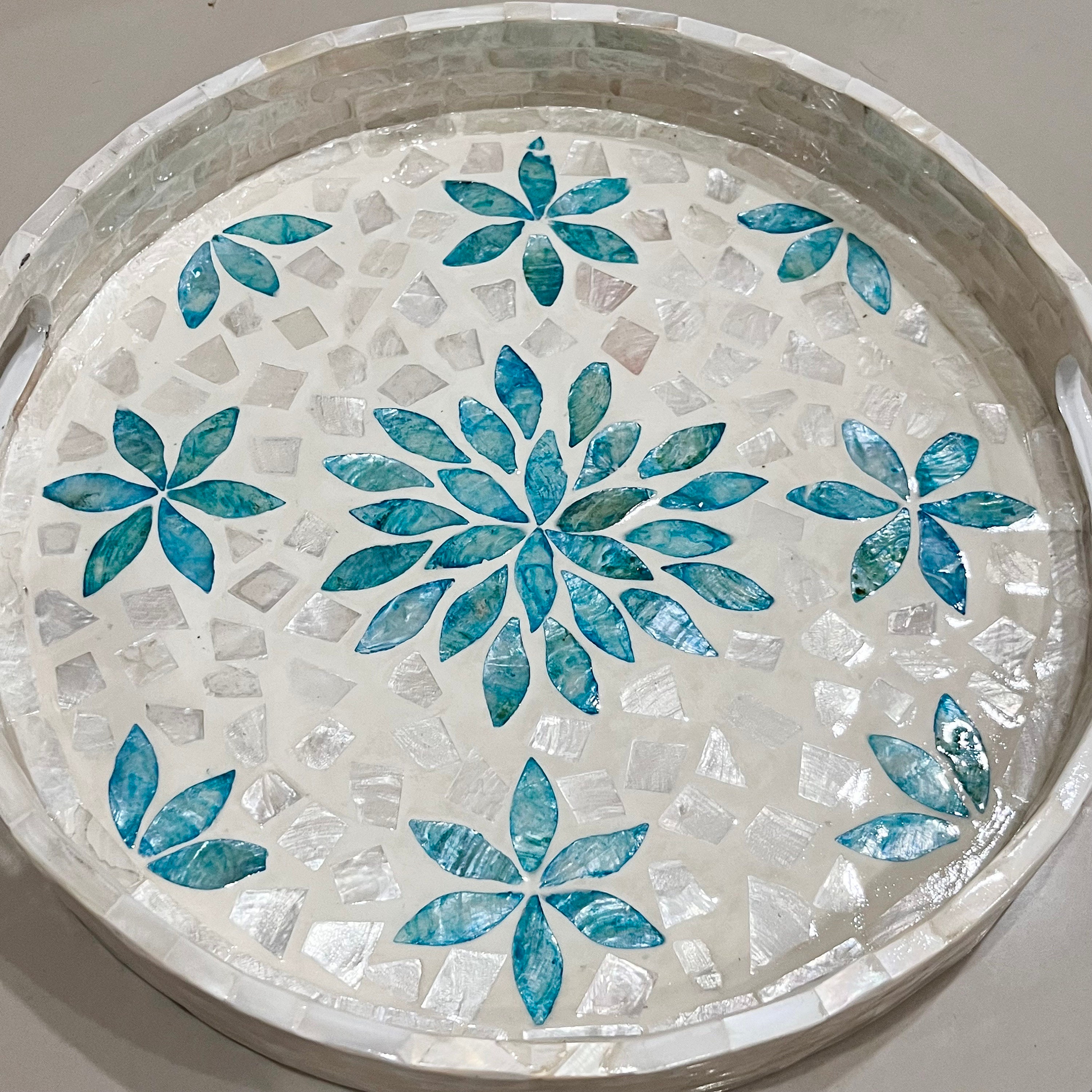 Blue Capiz Shell Serving Tray: Mother of Pearl Inlay, Handmade Home ...