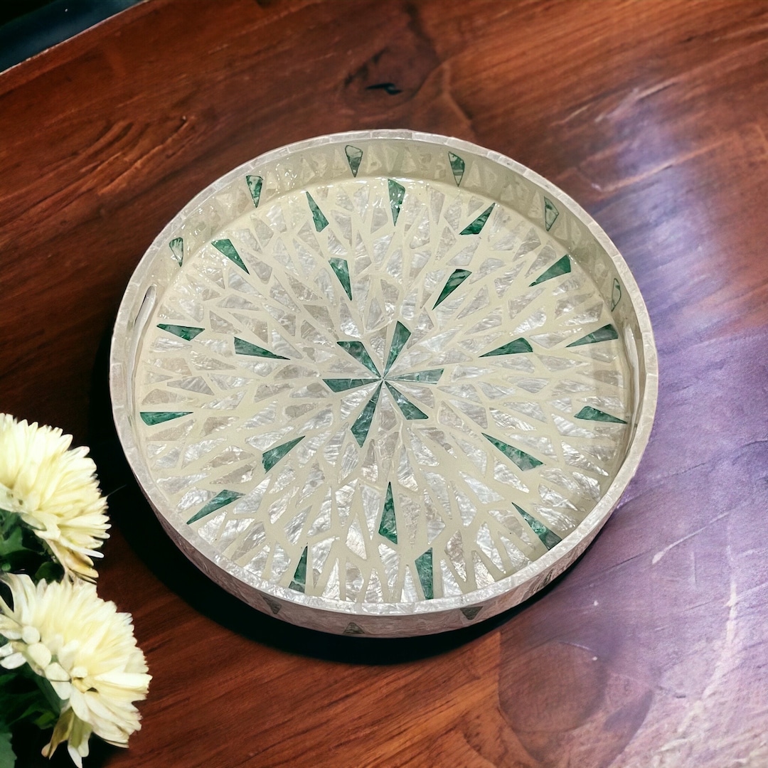 Mother of Pearl Serving Tray, Breakfast Tray, Coffee Table Tray ...