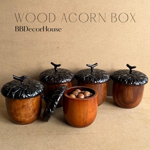 Handmade Wooden Acorn Box, Rustic Kitchen Storage, Unique Home Decor ...