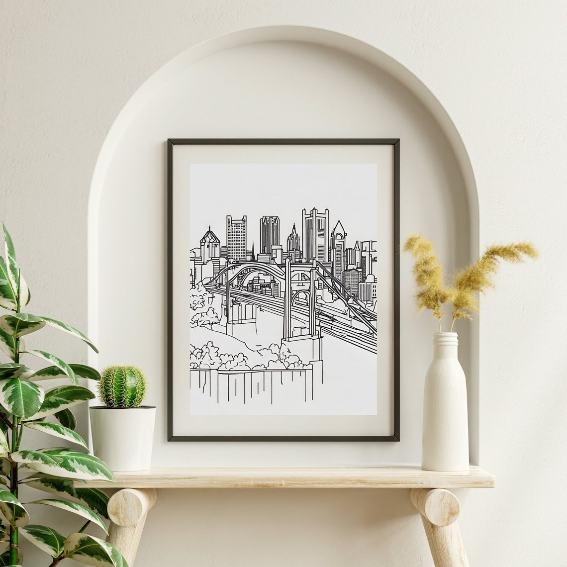 Pittsburgh Skyline Minimalist Art Pittsburgh Black and White Art ...