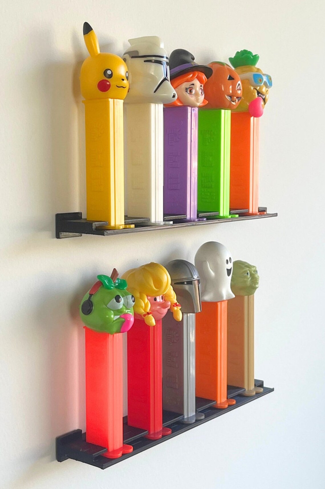 Pez Dispenser Floating Wall Display Stand, Holds 5 Collectible Footed ...