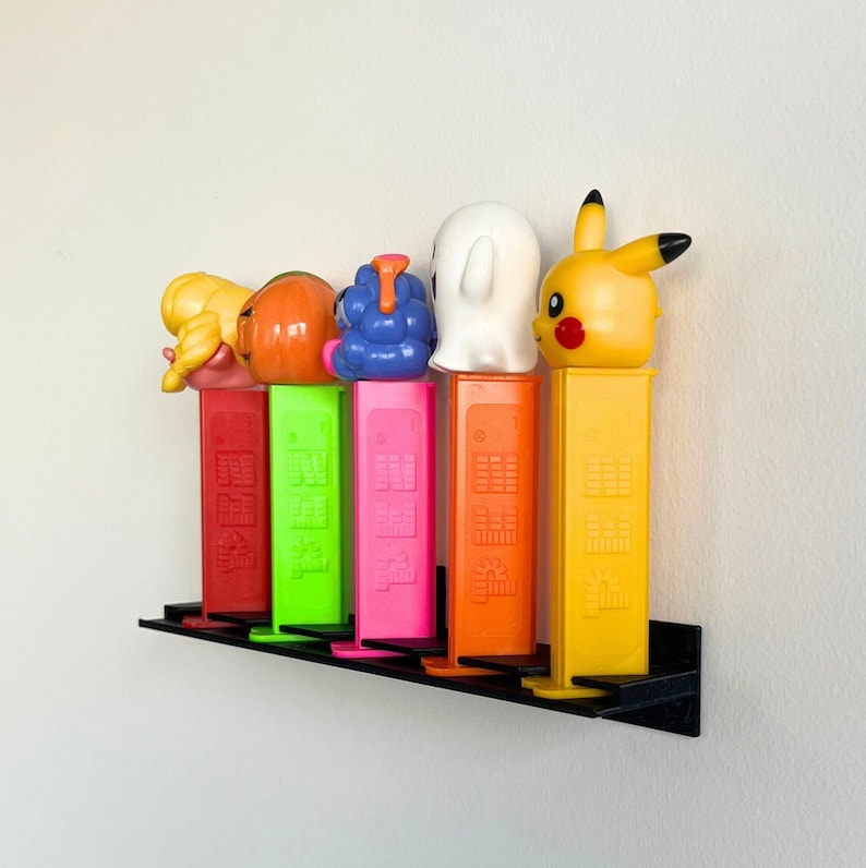 Pez Dispenser Floating Wall Display Stand (angled), Holds 5 Collectible ...