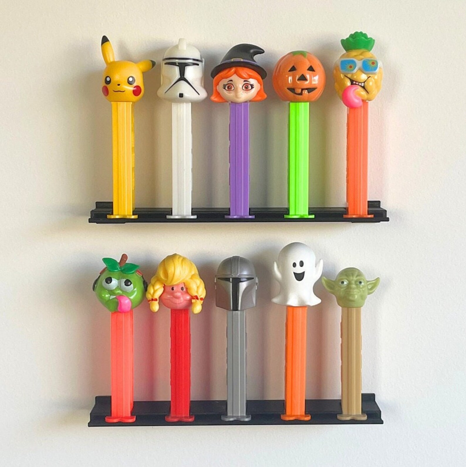 Pez Dispenser Floating Wall Display Stand, Holds 5 Collectible Footed ...