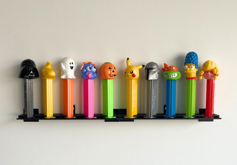 Pez Dispenser Floating Wall Display Stand angled, Holds 5 Collectible ...