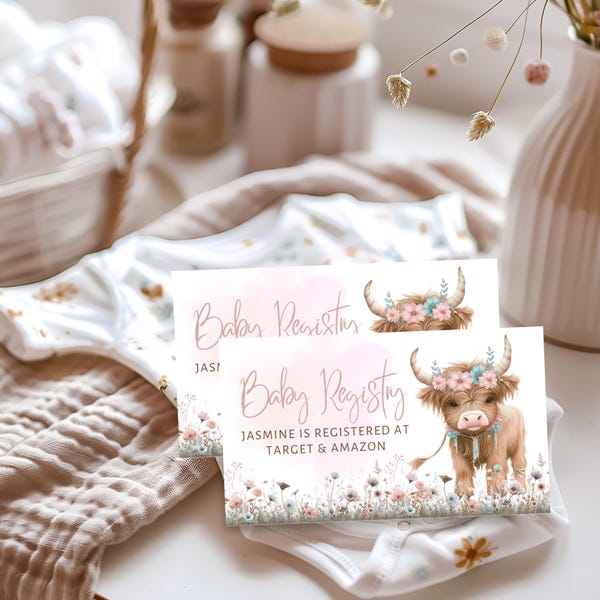 Pink Boho Highland Cow Books for Baby Cards, Baby Books, Gifts for Baby ...